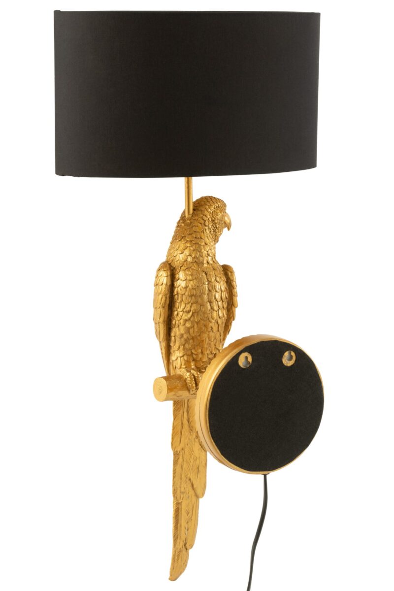 Klassische Wandleuchte Papagei Gold mit Schwarz Jolipa Bird Poly ...