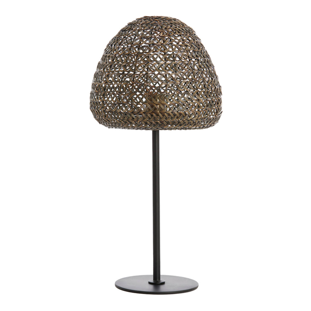 Rustikale schwarze Tischlampe mit goldenem Geflecht Light & Living ...