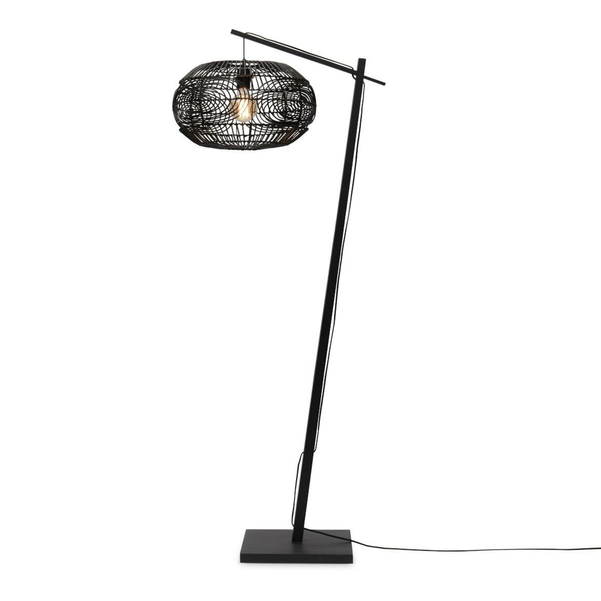 Bohemian Stehlampe schwarz Bambus/Rattan GOOD&MOJO Madeira ...
