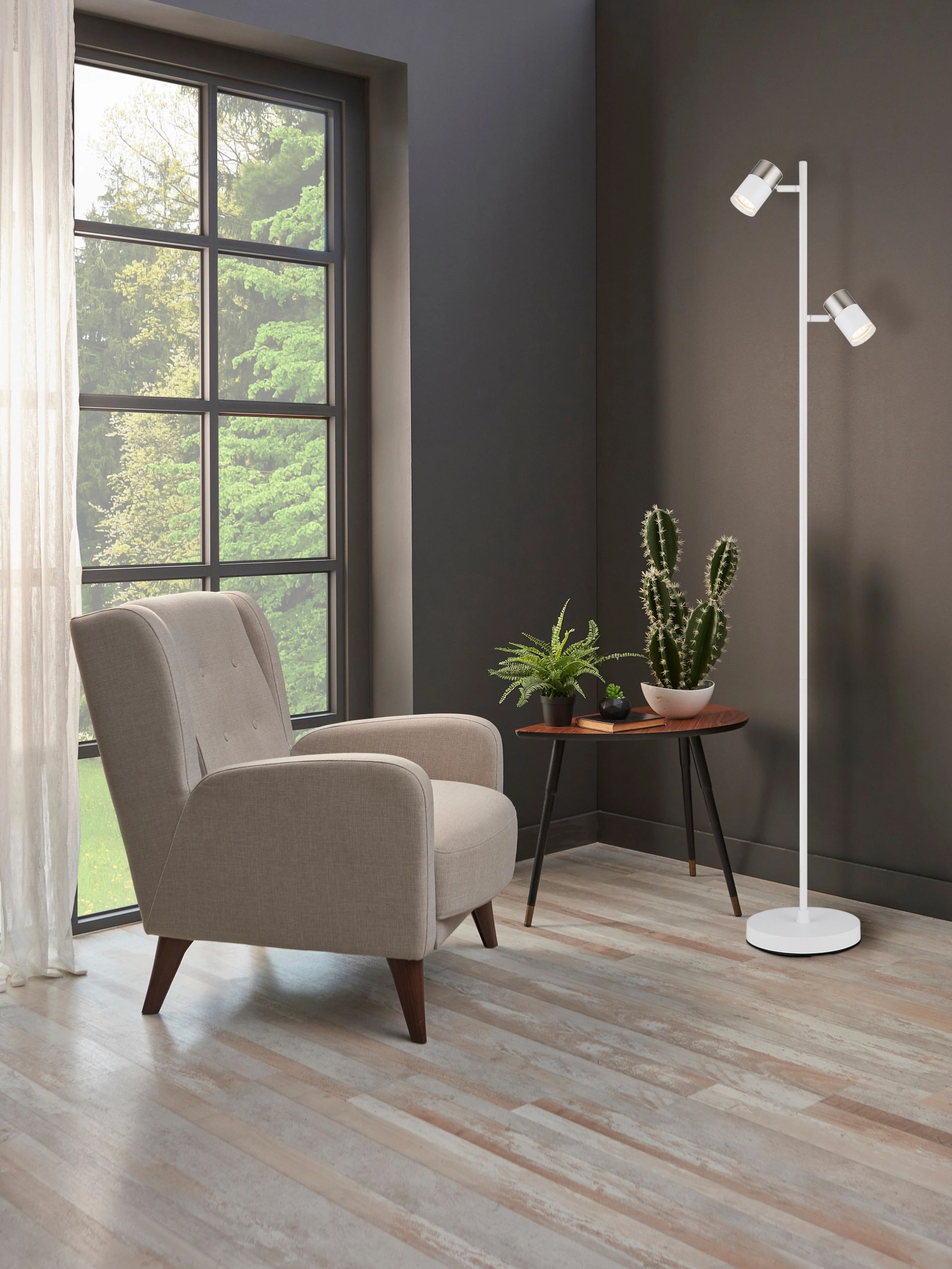 Moderne Stehlampe mit zylindrischen Spotlights Brisbon - Vivaleuchten.de